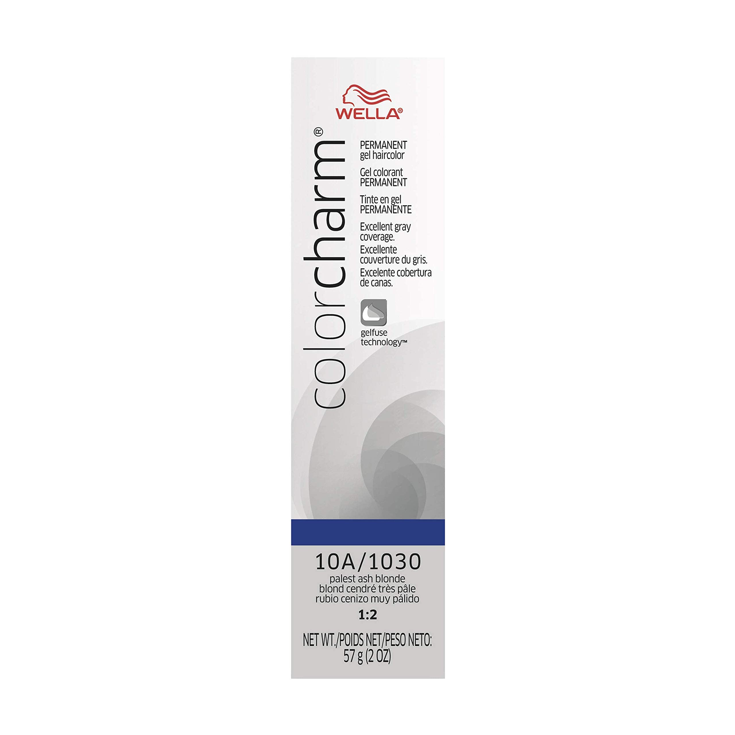 WELLA colorcharm Permanent Gel Haircolor, With Long Lasting Gelfus Technology, For Gray Coverage, 10A Palest Ash Blonde, 2 oz