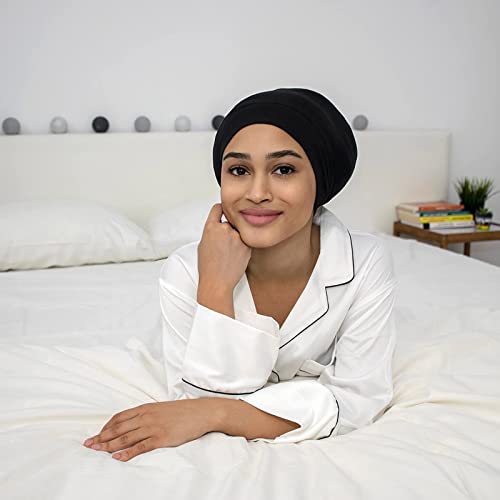 CAPLORD Silk Satin Bonnet Hair Cover Sleep Cap for Sleeping Beanie Hat Adjustable Stay On Headwear Lined Natural Nurse Cap for Black Women Curly Hair Overnight Protection Recommended