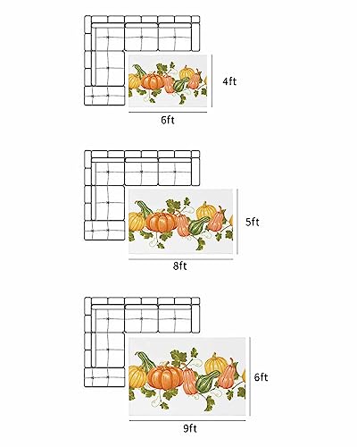 Outdoor Rug Carpet Indoor Area-Rug Thanksgiving Autumn Pumpkin Washable High Traffic Bedroom Kitchen Mat Backyard Patio Porch Rug, 4 X 6