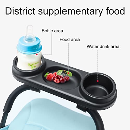 Stroller Snack Tray, 3 in 1 Stroller Cup Holder Clip On Removable Universal Stroller Snack Catcher and Drinks Holder Non Slip (Black)