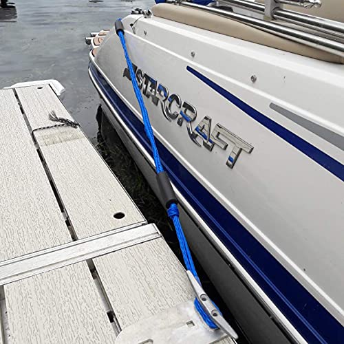 Pack of 4 Bungee Dock Lines for Boat Shock Absorb Dock Tie Mooring Rope Boat Accessories 4-5.5 ft (Blue)
