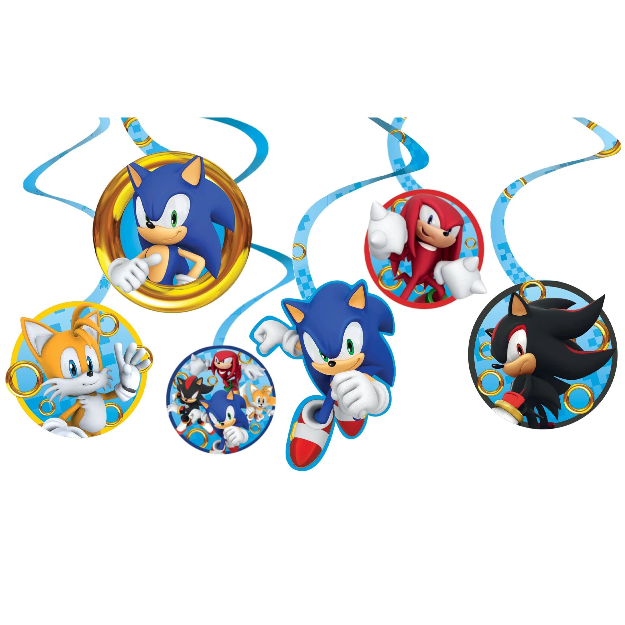 Dazzling Sonic Spiral Hanging Decorations (Pack of 12) - Multicolor Cardstock Designs - Perfect for Themed Parties, Events & Celebrations