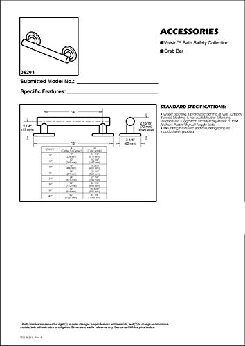 Franklin Brass VOI5918-BS Voisin Decorative ADA Bathroom Shower Safety Grip/Grab Bar, 18" x 1-1/4 in
