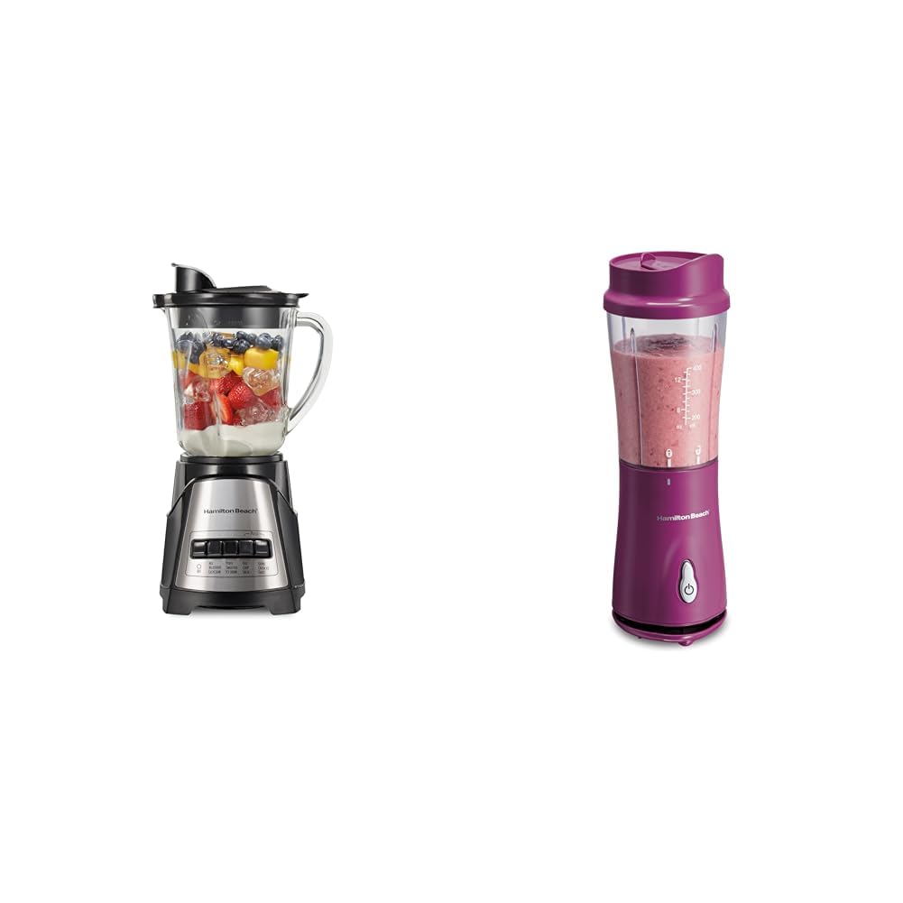 Hamilton Beach Power Elite Wave Action blender-for Shakes & Smoothies & Portable Blender for Shakes and Smoothies with 14 Oz BPA Free Travel Cup and Lid