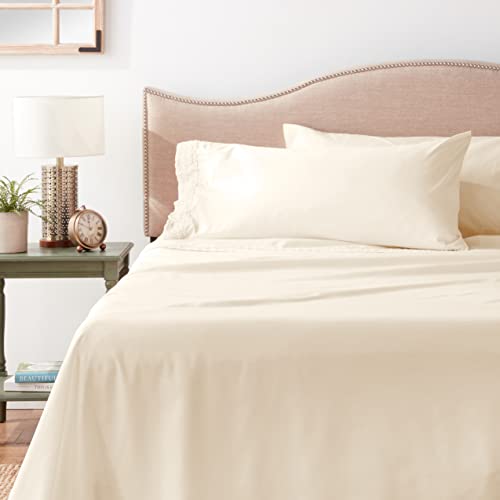 Modern Threads Soft Microfiber Crochet Lace Sheets - Luxurious Microfiber Bed Sheets - Includes Flat Sheet, Fitted Sheet with Deep Pockets, & Pillowcases Linen California King