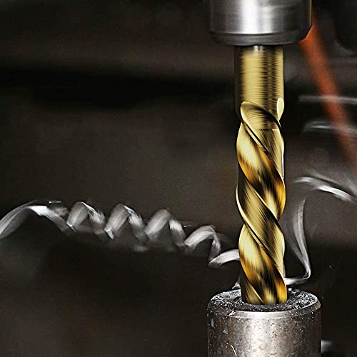 Monster & Master Titanium-Plated Drill Bit Set, High-Speed Steel Gold Drill Bits with 135-Degree Bifurcated Tip, 1/16"to 1/2", Long Twisted Metal Jobber Bit, 29-Piece