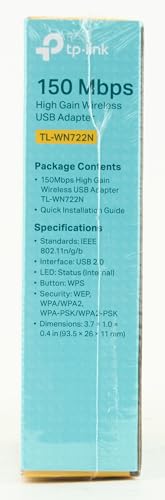 TP-Link Nano USB Wifi Dongle 150Mbps High Gain Wireless Network Adapter for PC Desktop and Laptops. Supports Win10/8.1/8/7/XP Linux 2.6.18-4.4.3, Mac OS 10.9-10.15 (TL-WN722N)