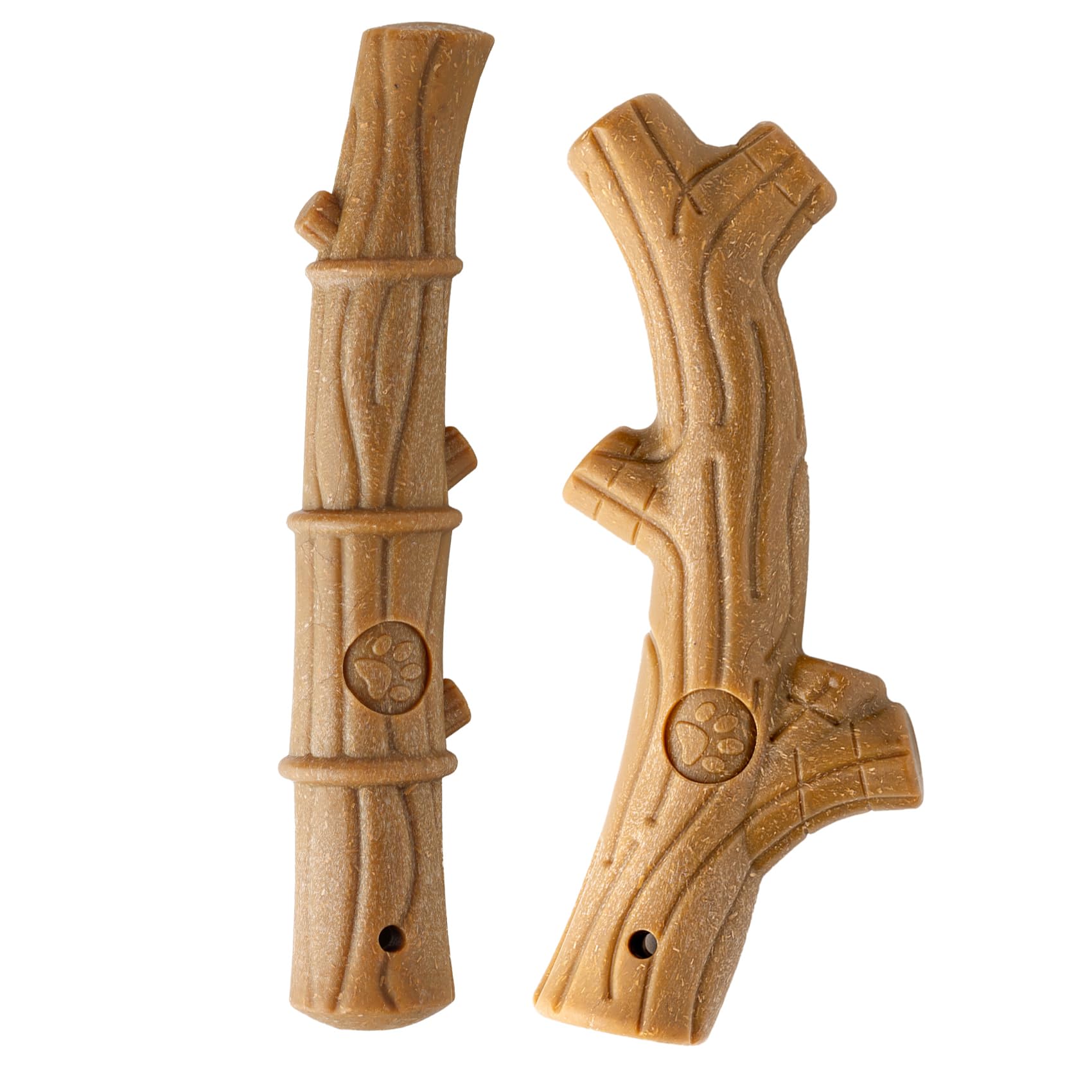 Fgnaic 2 Pack Doy Chew Toy for Aggressive Chewer, Easy Grip Non Splintering Alternative to Real Wood Large Dog Chew Toys