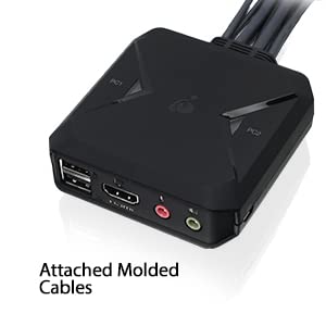 IOGEAR KVM 2-Port USB HDMI Cable KVM with Remote β 4096x2160 60Hz β Plug-n-Play - USB Hub and USB Peripheral Sharing - Attached HDMI and USB KVM Cables - Windows, Mac, and Linux - GCS92HU