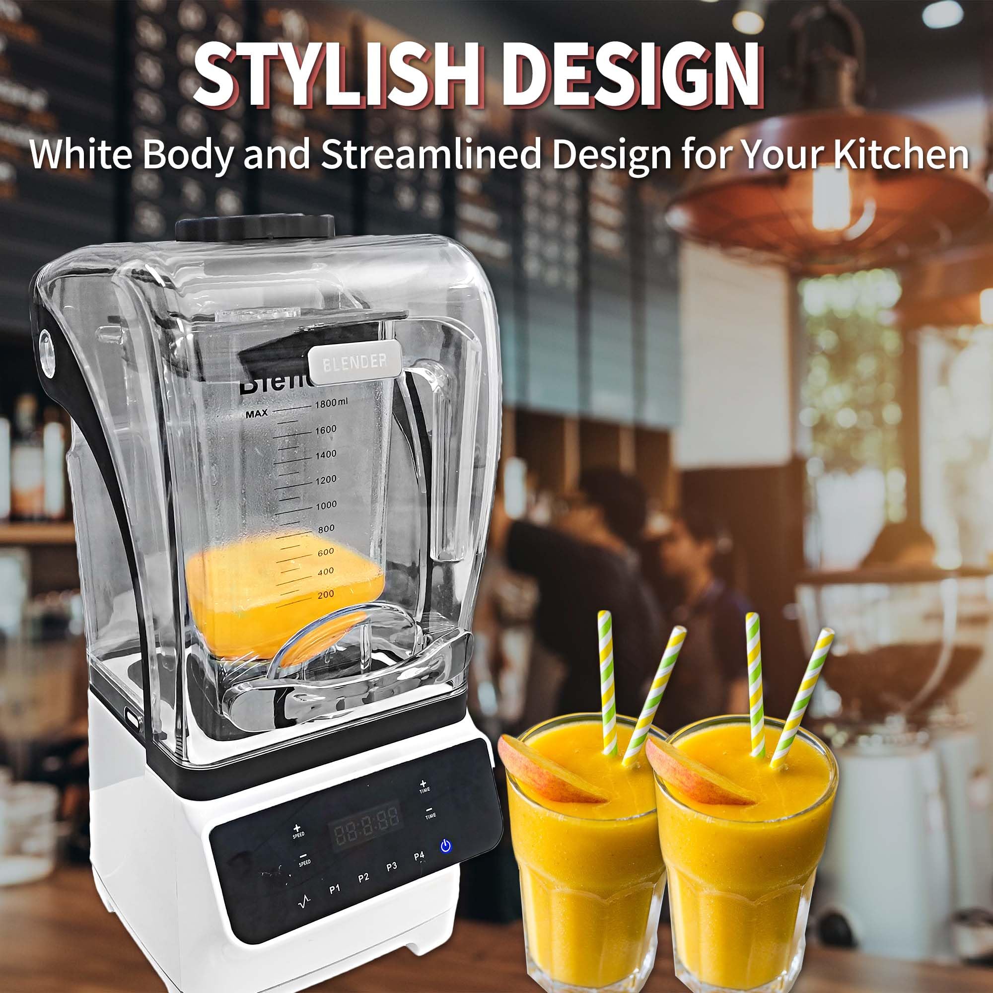 Generic Yovtekc Commercial Blender Smoothies, Blender for Kitchen with 1.8L(61oz) Plastic Jar, Countertop Blender with Sound Shield for Frozen Fruit Smoothies, High-speed Blender 2200W White