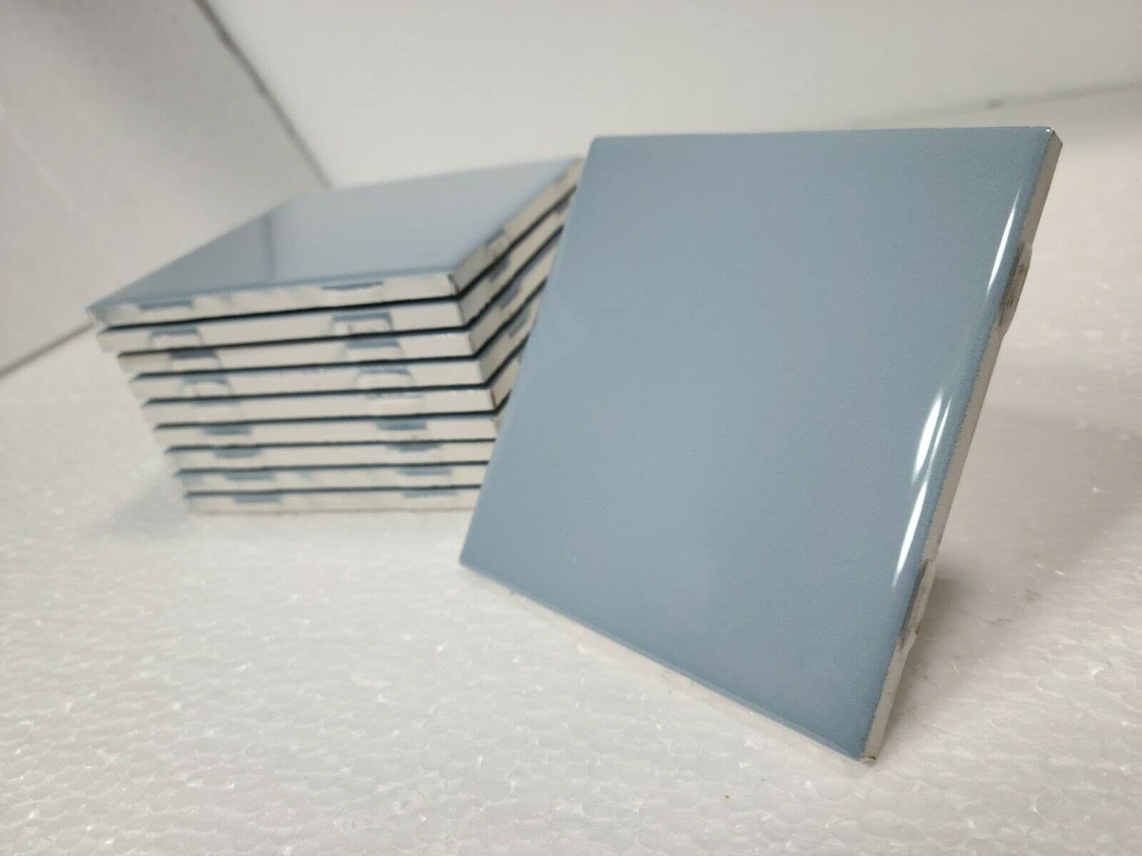 Blue Waterfall 4 in Ceramic Tile 4.25 inch Shower Bathroom Kitchen Backsplash Daltile Color 0169 4x4 Subway Square 10 Piece Box