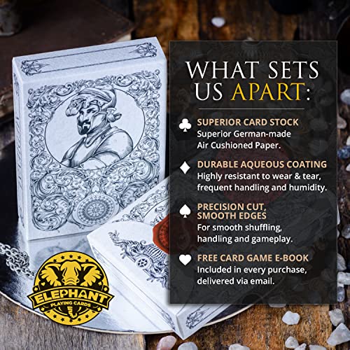 Medieval Playing Cards - Professional Poker Cards in Period-Authentic Middle Ages Designs - Black Edition - Great for Magic, Cardistry, Gameplay - Deck of Cards for Kids & Adults Free Card Game E-book