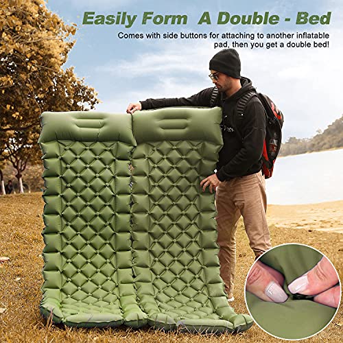 DEHUMI Camping Sleeping Pad - with Built-in Foot Pump, Ultralight Inflatable Camping Pad, Durable Waterproof Camping Mattress, Portable Compact Sleeping Pad for Camping, Backpacking, Traveling, Hiking