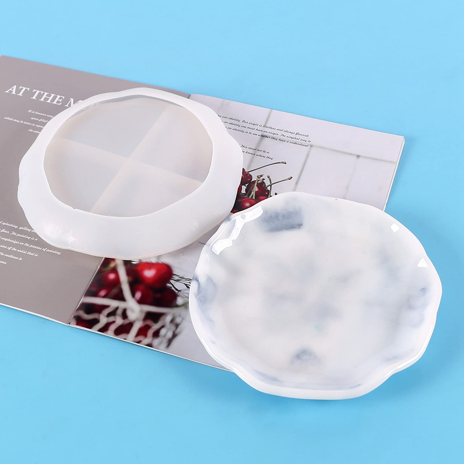 DEPILA DIY Resin Molds, Irregular Shape Thicken Soft Transparent Durable Wearable Silicone Resin Mold for Epoxy Resin Home Dish (Color : Round)