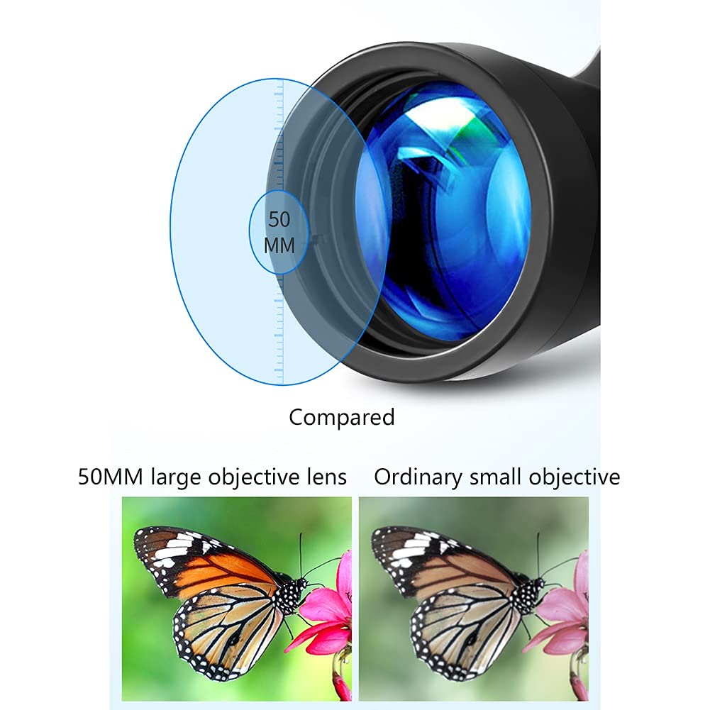Bird Watching 10x50 High Power Binoculars with Weak Light Vision Smartphone Adapter for Bird Watching Hunting BAK4 Prism FMC Lens Telescope
