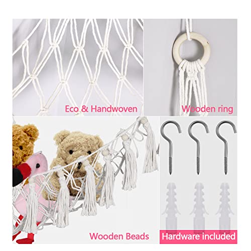 weiyuanhaoda Hanging Stuffed Animal Hammock,Stuffed Animal Net Or Hammock,Handmade Stuff Animal Organizer Storage With Boho Macrame Style,Corner Toy Net For Stuffed Animals.