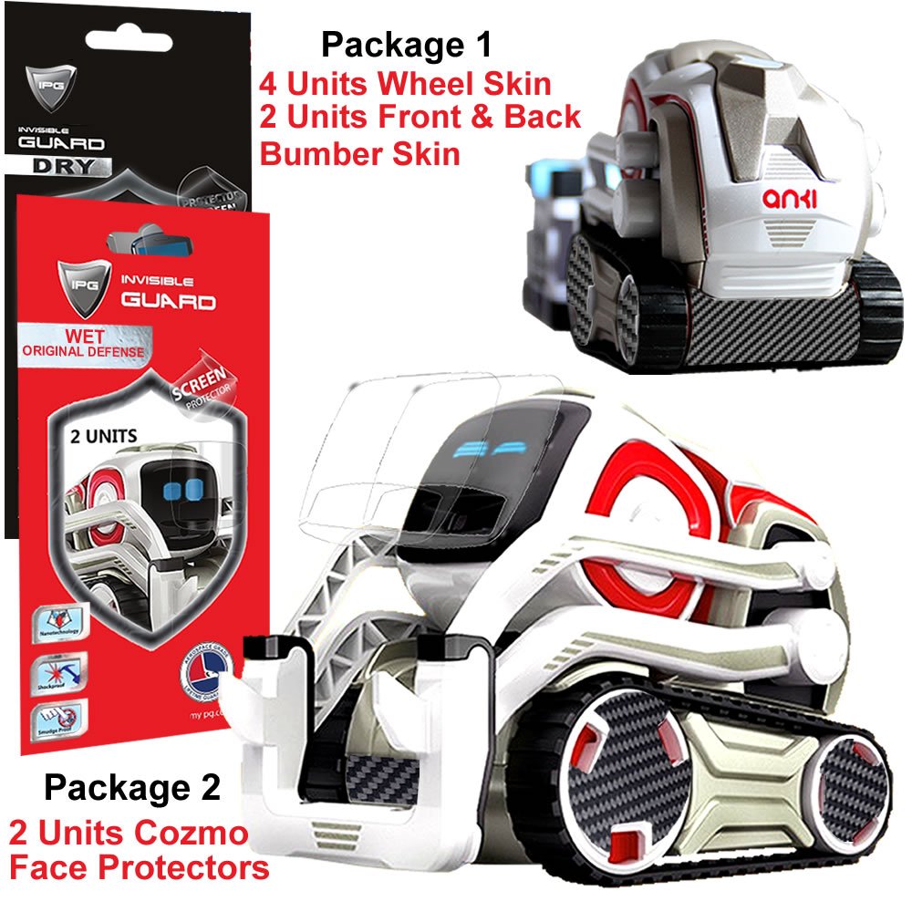 IPG for Cozmo Robot Face Screen Guard Decoration KIT Include Wheels&Body Set 7 Units Decals+2 Units Screen Protector (This is NOT A Robot) (Black Carbon Fiber)
