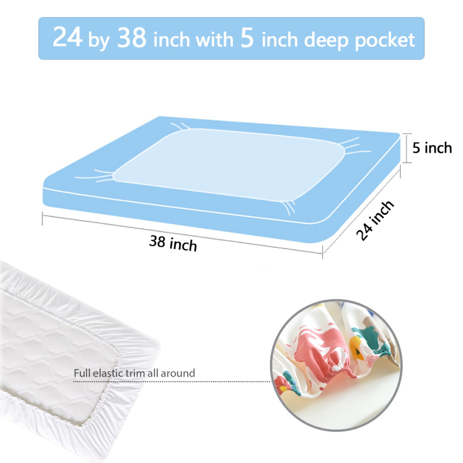 Cow Print Themed Fitted Mini Crib Sheets,Portable Mini Crib Sheets Soft & Stretchy Polyester Fitted Crib Sheet -Crib Mattress Sheet or Toddler Bed Sheet,24β x38β,White Black