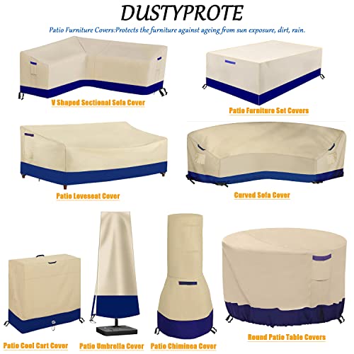 DUSTYPROTE Chiminea Cover,Weather-Proof Chiminea Fire Pit Cover,Fire Pit Heater Cover Waterproof,Clay Chiminea Cover Large Size, Khaki Patchwork Dark Blue, Cover Only
