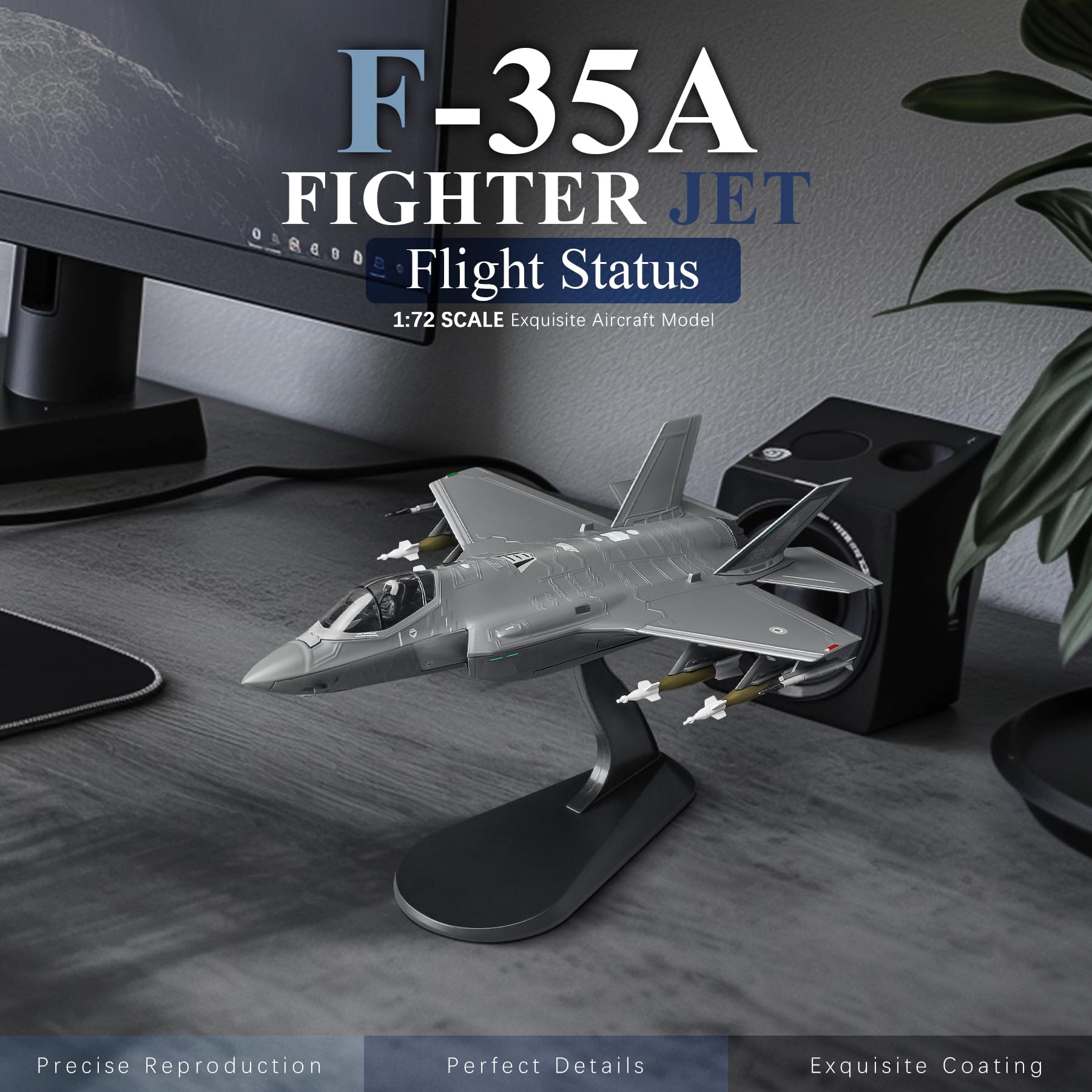 HANGHANG 1/72 F-35A Lightning II Fighter Plane Model Metal Aircraft Model Military Airplane Model Diecast Plane Model for Collections and Displays