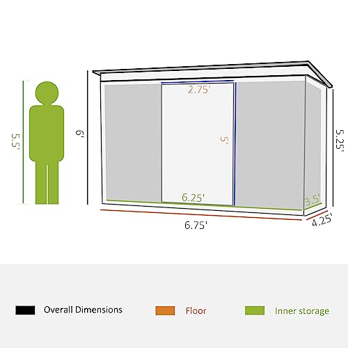 Outsunny 7' x 4' Metal Outdoor Storage Shed, Garden Tool House & Organizer with Floor Foundation, Vents and 2 Lockable Easy Sliding Doors, for Backyard, Garden, Patio, Lawn, Dark Green