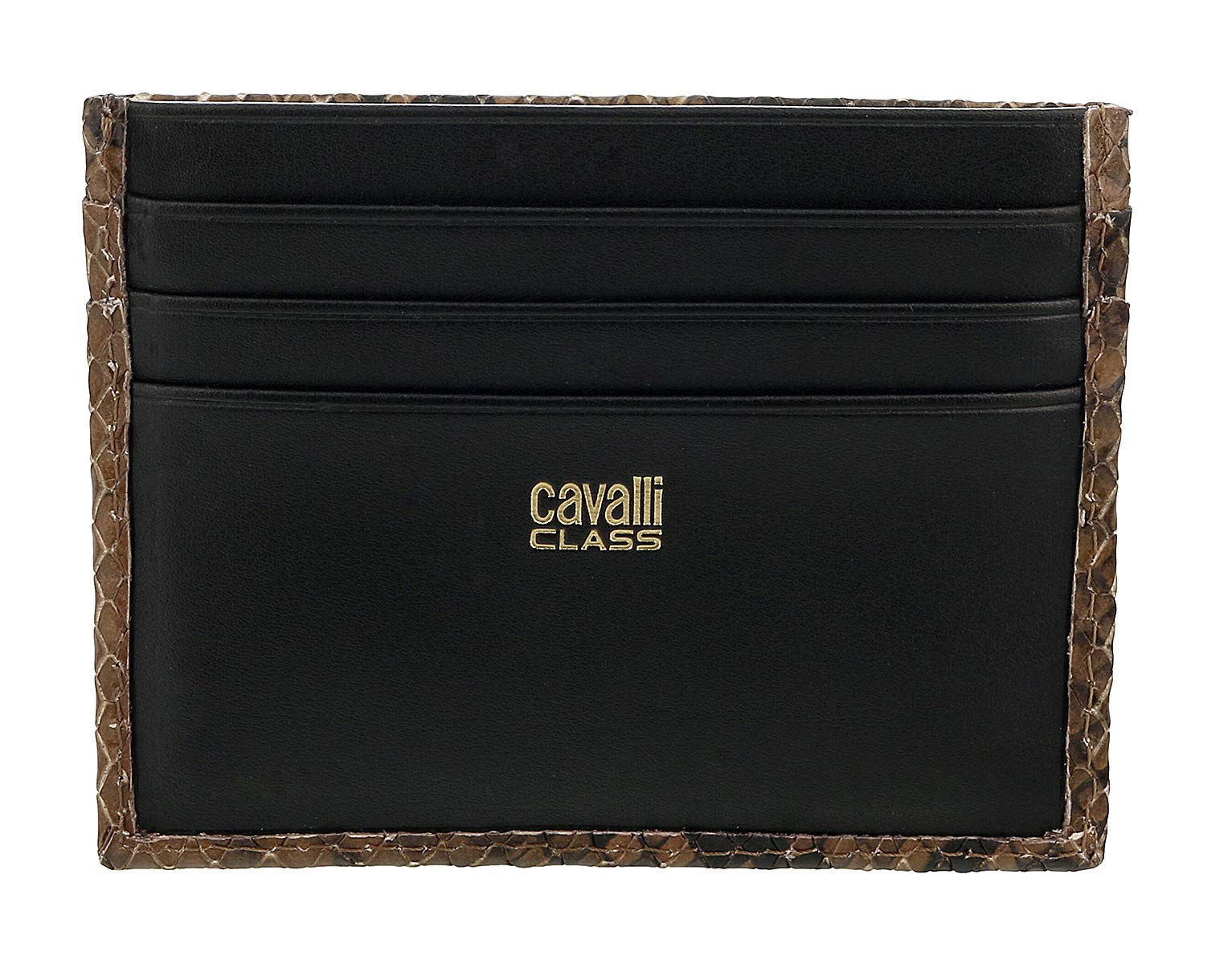 ROBERTO CAVALLI Class Taupe Millie Deluxe Snake Textured Credit Card Holder for womens