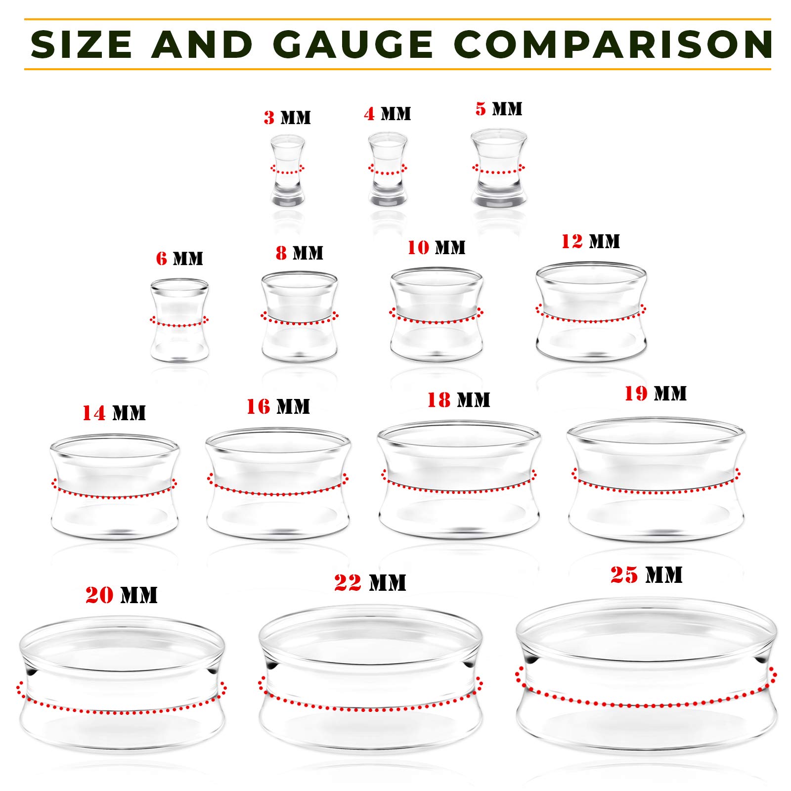 BIG GAUGES Pair of Acrylic 3/4 19mm Clear Double Flared Saddle Piercing Jewelry Ear Stretcher Solid Plugs Flesh Earring Lobe BGDFP 10746