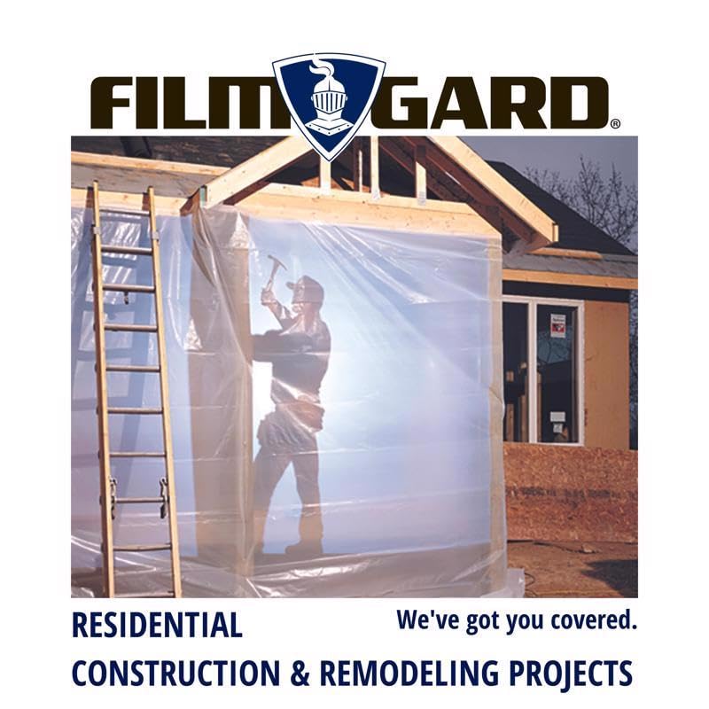 Film-Gard 626033 Construction Plastic Sheeting 10' Width X 100' Length X 6 mil Thick, Clear, 1 Count