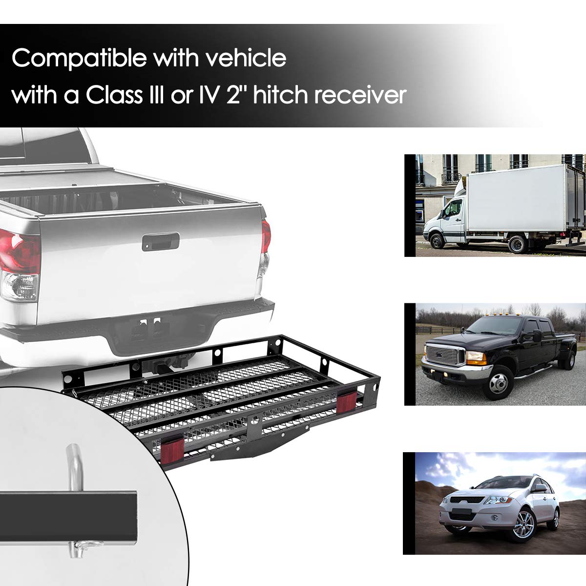 Byroce Mobility Scooter Carrier, Foldable Wheelchair Hitch-Mounted Carrier, Heavy Duty Strong Hitch Cargo Carrier with Ramp for 500 Lbs Capacity