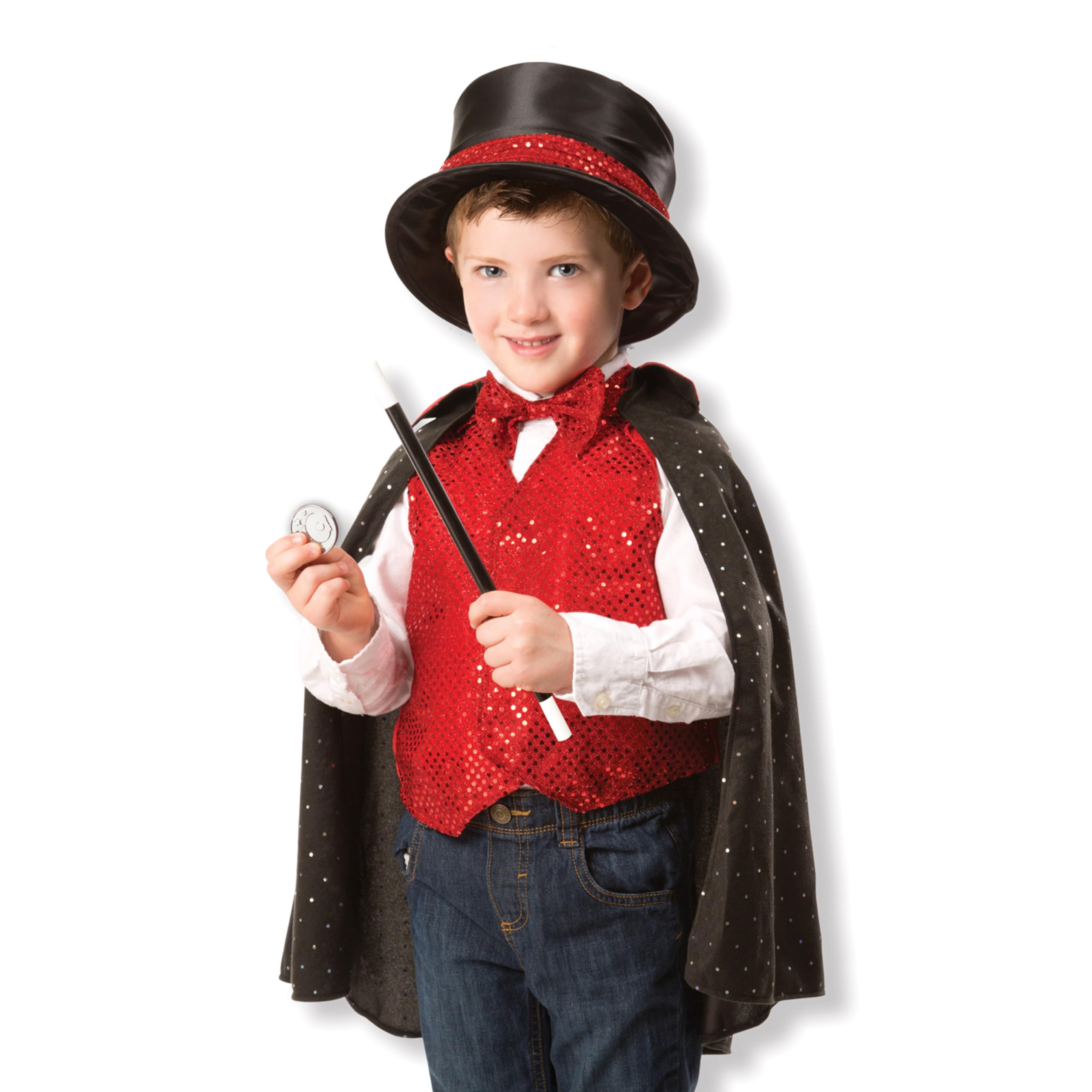 Melissa & Doug unisex-children Magician Role Play Costume Set - Includes Hat, Cape, Wand, Magic Tricks Frustration-Free Packaging