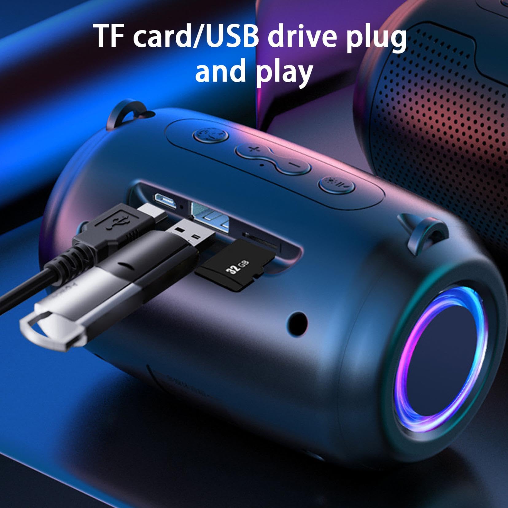 Bluetooth Speaker Wireless Portable Speaker Stereo with LED Lights Mode for Home Theater,Party,Outdoor,Gym,Gaming,TV...