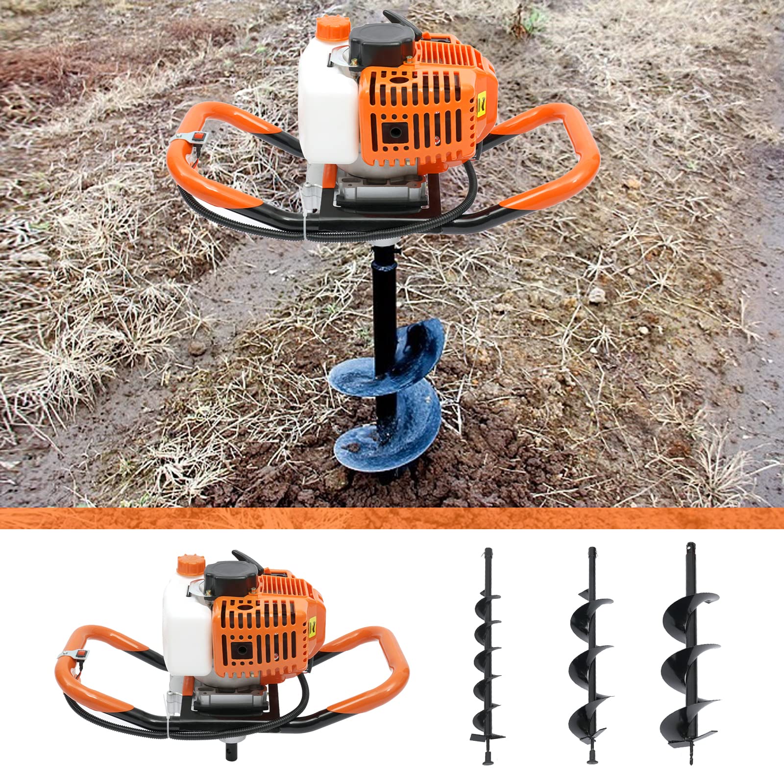 DYRABREST 52cc Gas Powered Earth Auger Post Hole Digger Borer Fence Ground Drill 4inch / 6inch / 8inch Bits