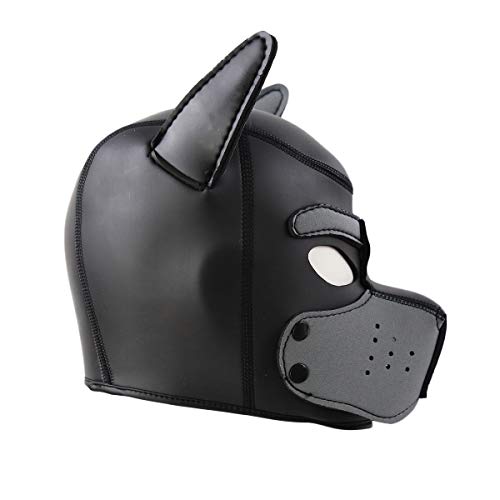 Moleney Adults Neoprene Puppy Hood Mask, Removable Cosplay Dog Full Face Pup Hood Mask