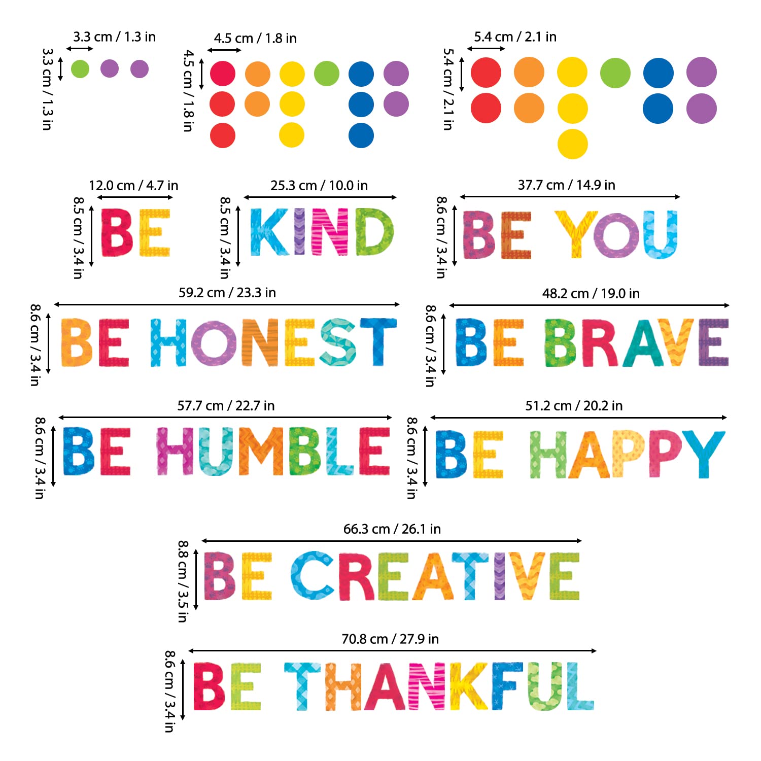DECOWALL SG-2204 Be Kind Wall Decals Stickers Kids Removable Nursery murals Inspirational Classroom Children Words Quotes Room Window School Bathroom playroom Nurse Office Decorations Motivational