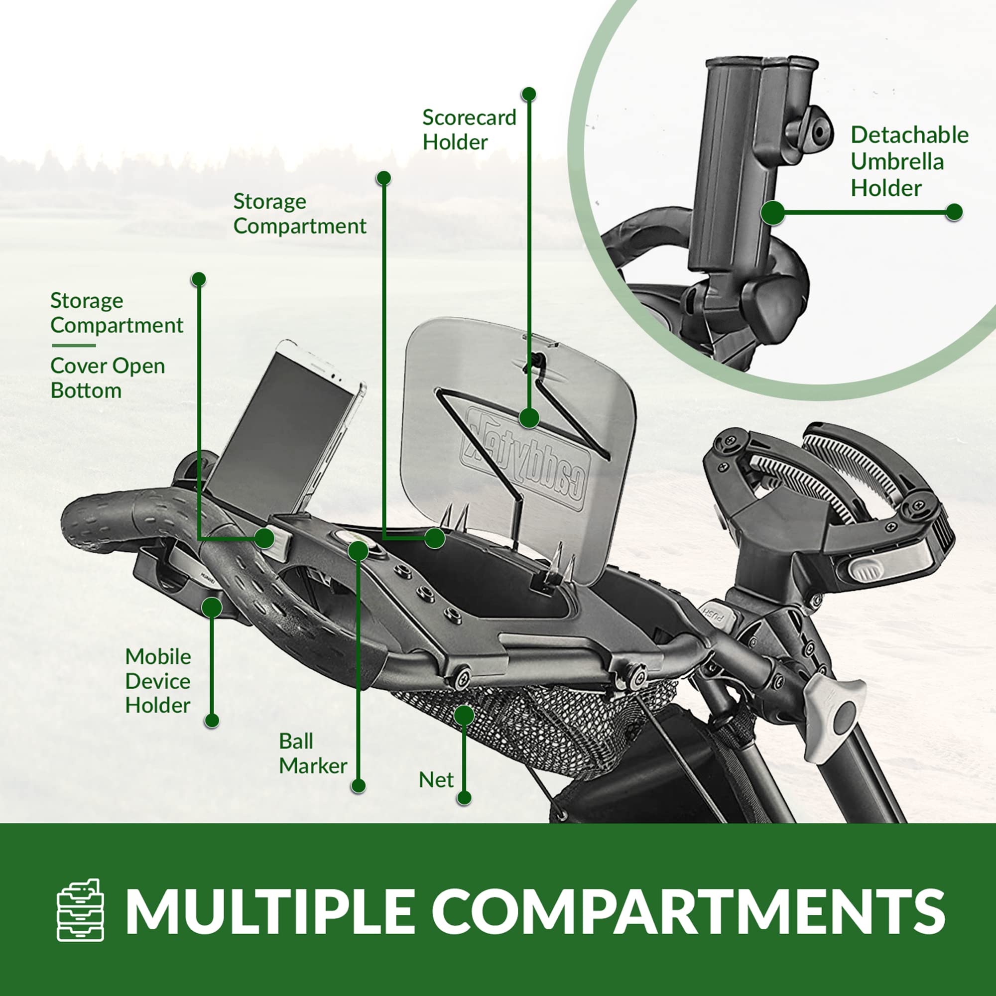 CaddyTek CaddyLite EZ Version 8 3 Wheel Golf Push Cart - Foldable Collapsible Lightweight Pushcart with Foot Brake - Easy to Open & Close, dark grey, one size