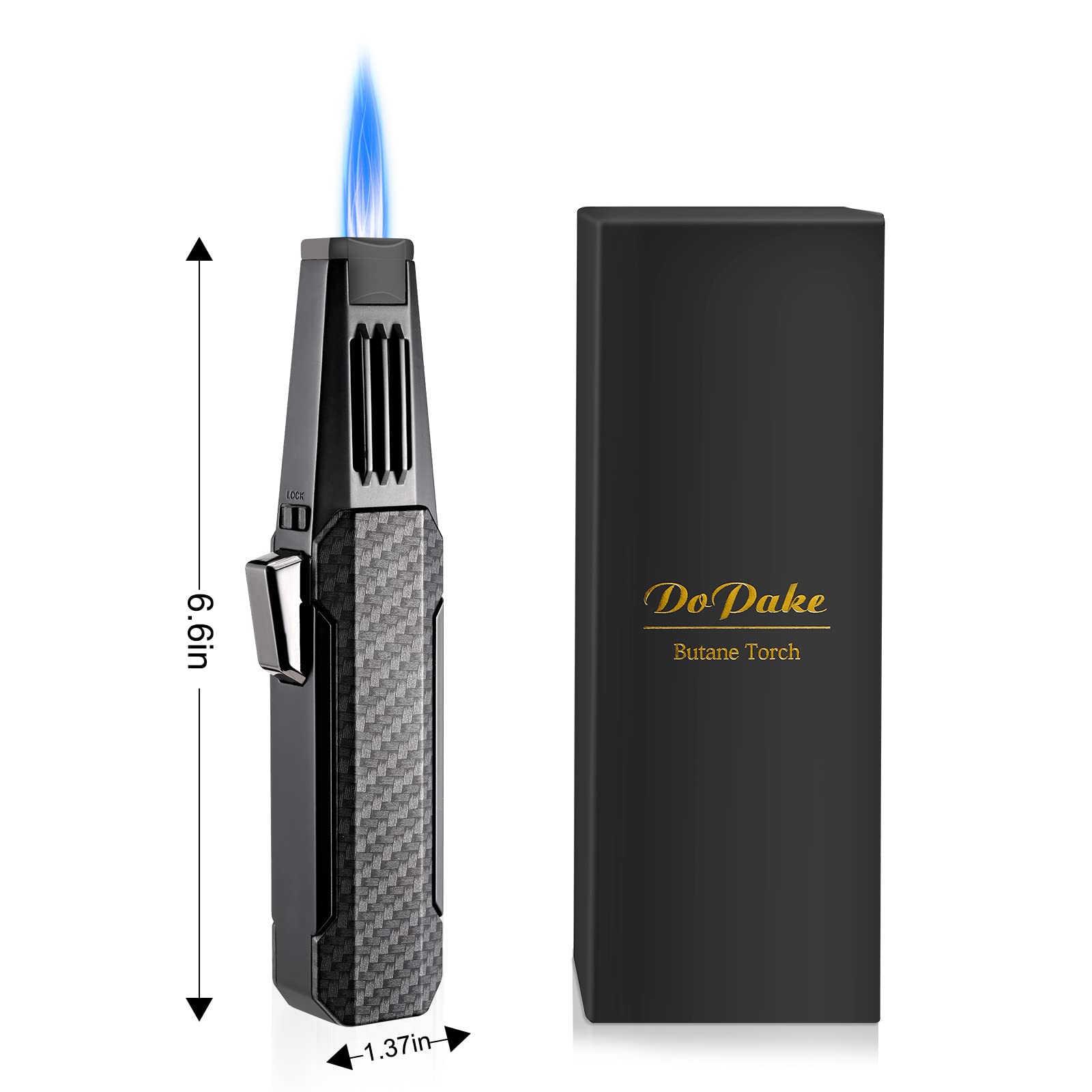 DoPake Butane Torch,Refillable Cooking Kitchen Torch Lighter With Safety Lock and Adjustable Flame,Jet Flame Solar Beam Torch Blow Torch for Desserts,Creme Brulee,BBQ,Baking (Not Included Gas)