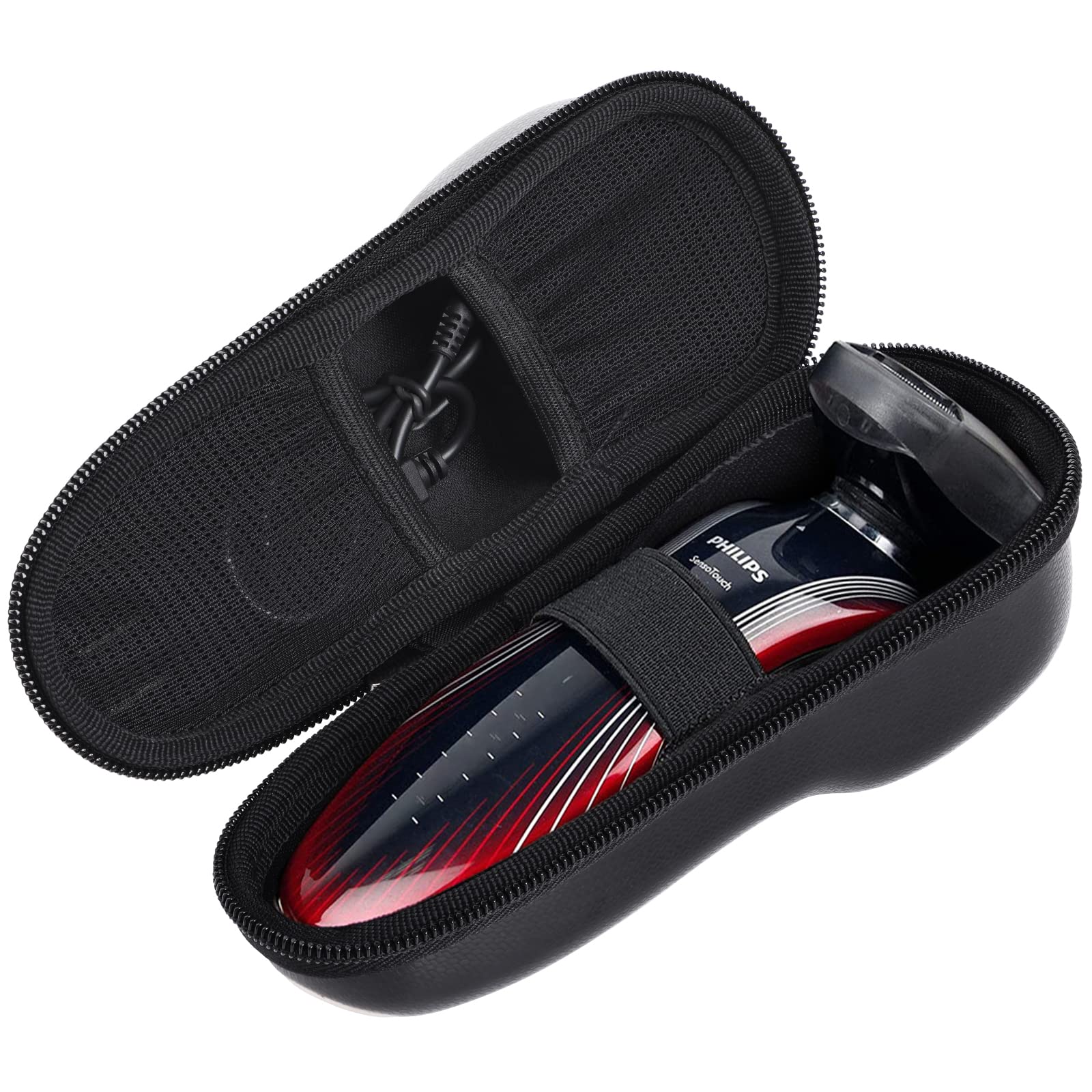 Joogee Travel Razor Case, Hard Case for Men's Shavers, Black Leather Organizer Carrying Bag