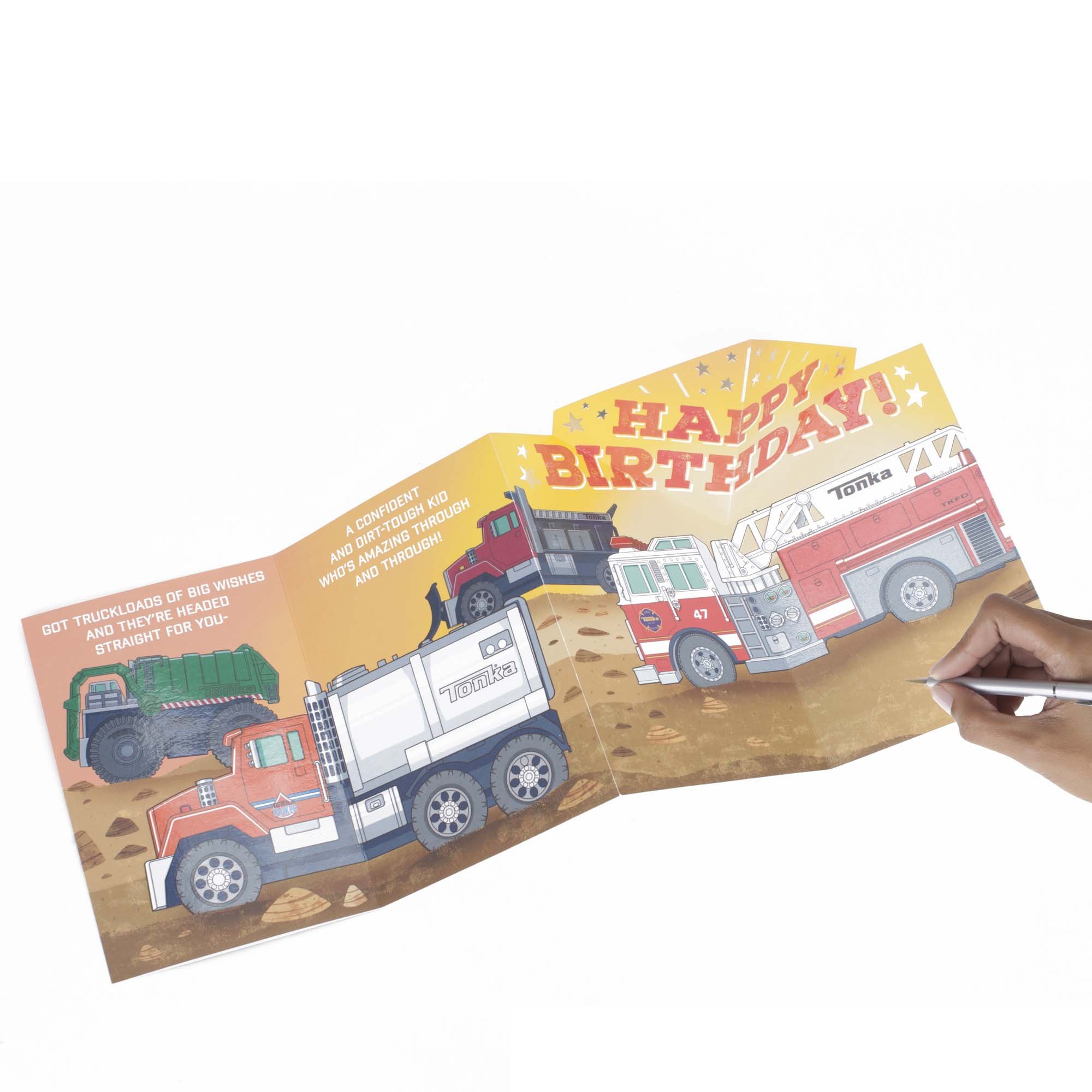 Hallmark Birthday Greeting Card for Kids (Hasbro Tonka Truck)