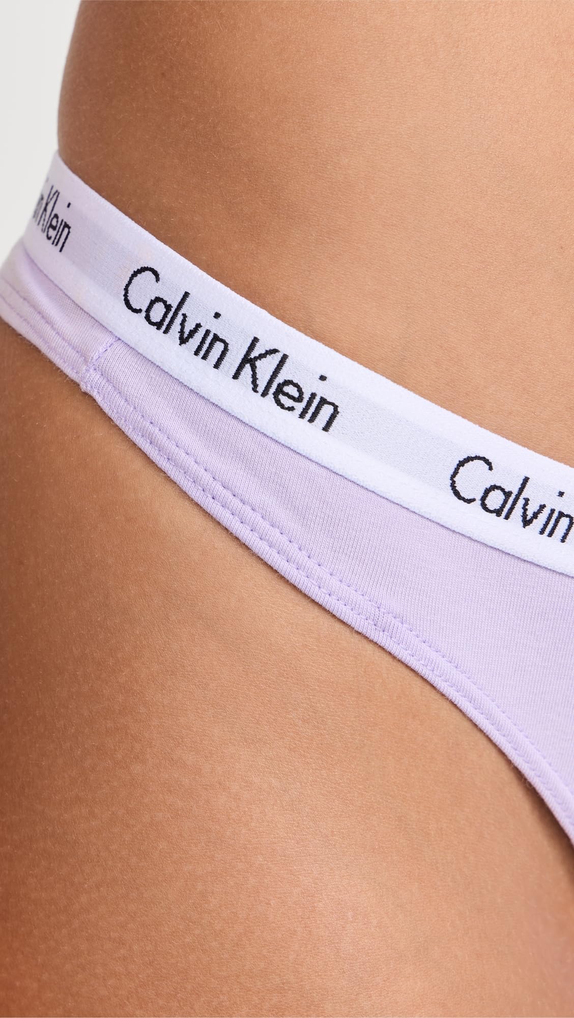 Calvin Klein underwear Women's 3 Pack Thong Panties, Black/White/Pastel Lilac, S