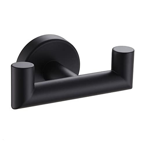 Orlif Double Towel Hook,Black SUS304 Stainless Steel Robe Hook Wall Mounted Bath Towel Hanger Towel Holder Coat Hook for Bathroom, Kitchen, Bedroom, Hotel…