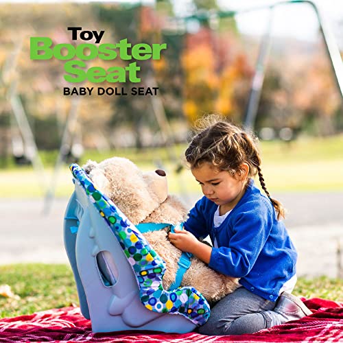 Joovy Toy Booster Seat & Functional Doll Car Seat Featuring Crash-Tested Latch System for Safety, Machine-Washable Cover for Easy Cleaning, and Five-Point Harness - Fits Dolls 12β to 22β, Blue
