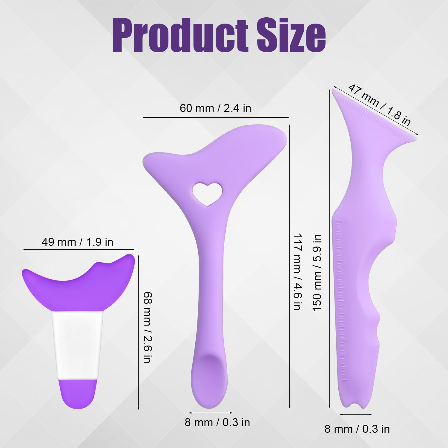 BOXOB 3pcs Eye Makeup Tool, Soft Silicone Eyeliner Stencils Multifunctional Mascara Shield Applicator Eye Makeup Stencils Eyeliner Tool for Beginners (Purple)