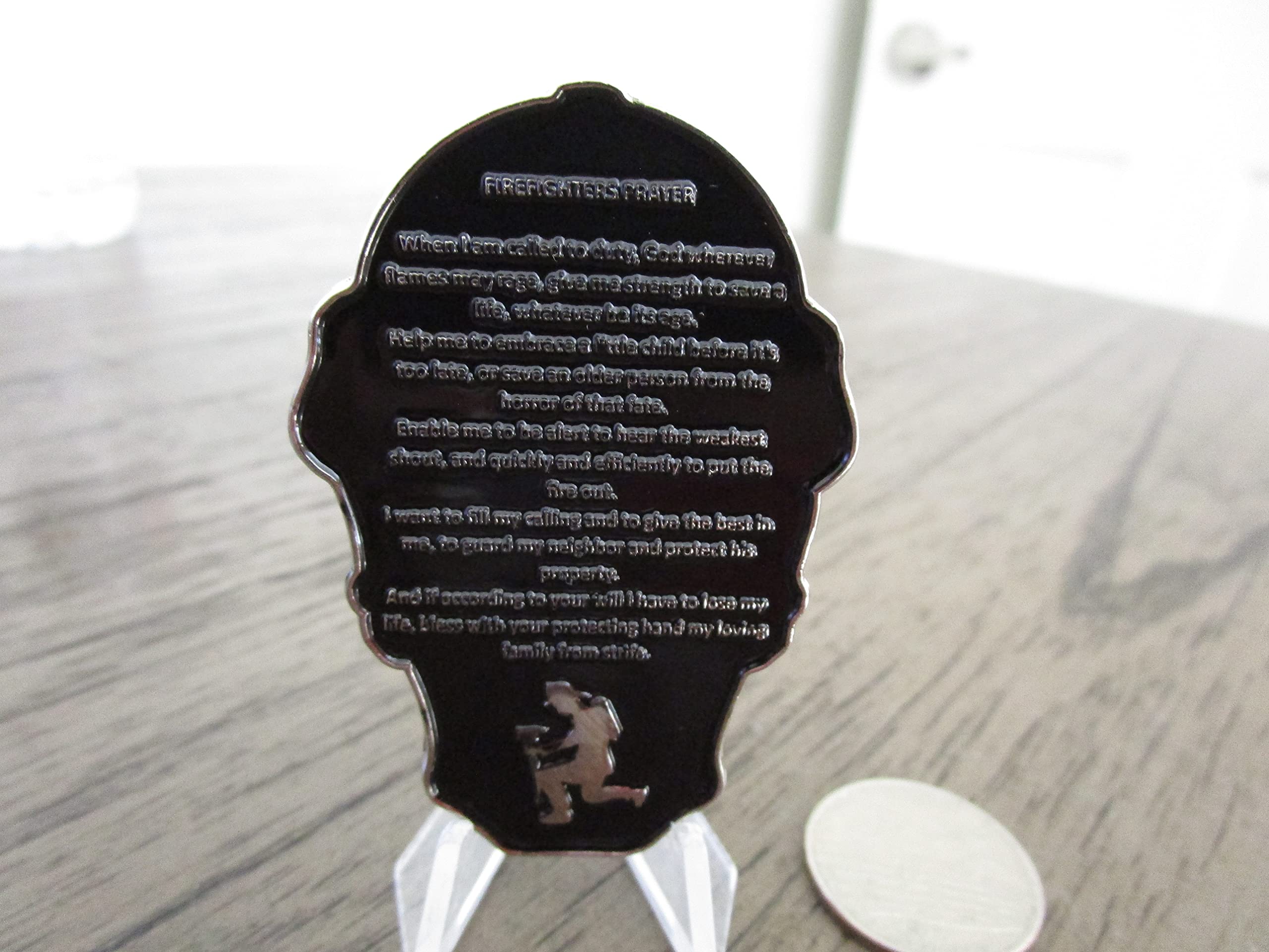 Firefighter First Responder Prayer Skull Challenge Coin