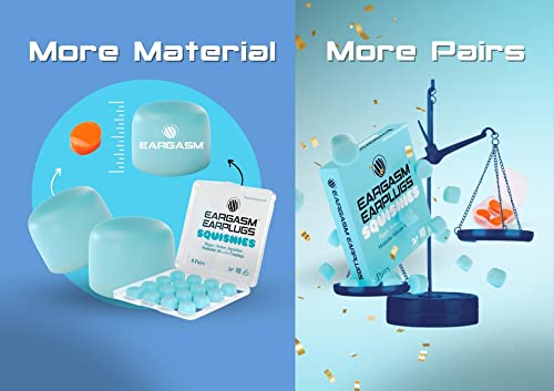 Eargasm Squishies - Moldable Silicone Earplugs for Sleep - Noise Reduction - Noise Cancelling