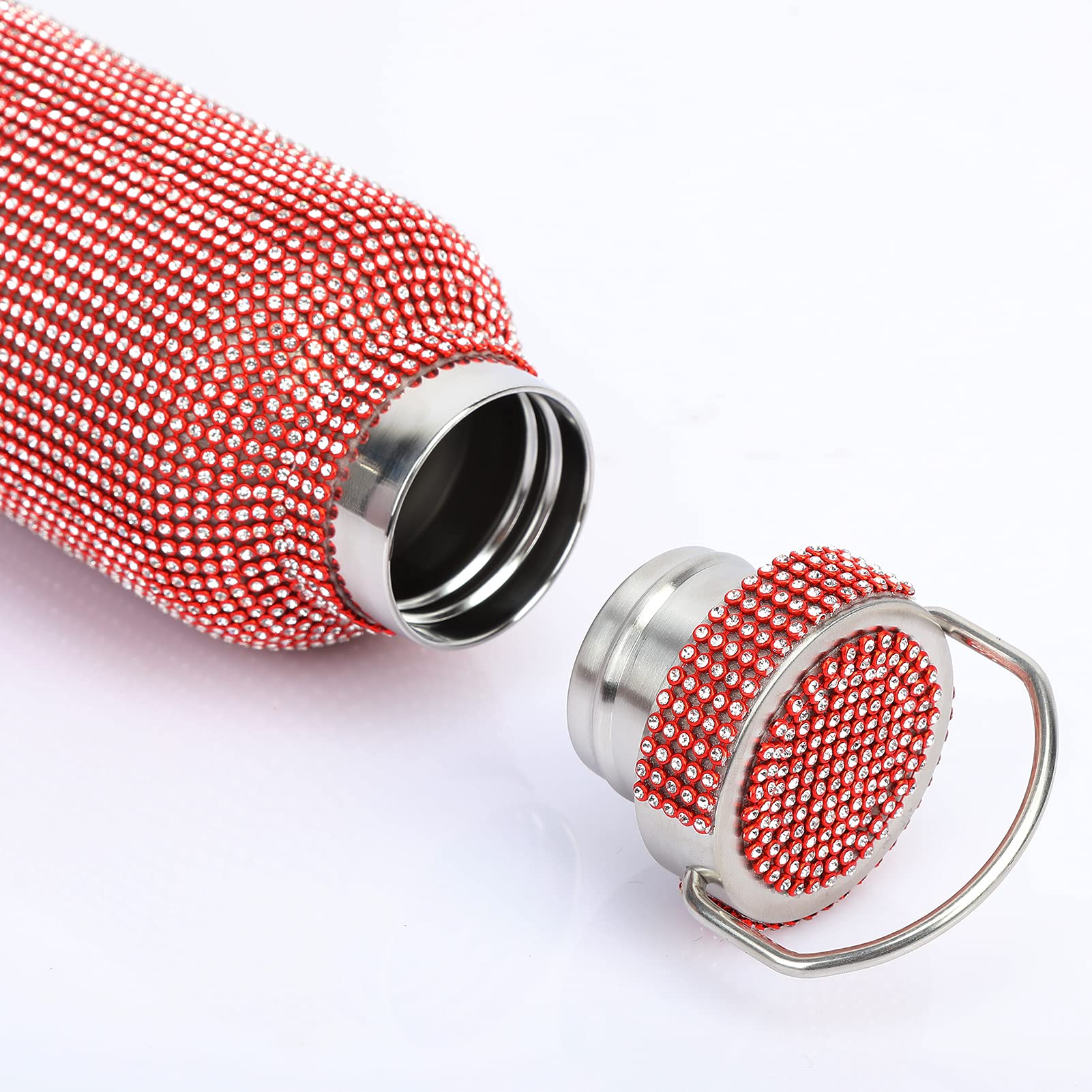 Cuteam Shining Like a Diamond Water Bottle, Fashion Bling Rhinestone Stainless Steel Thermal Bottle, Portable Large Capacity Refillable Vacuum Water Bot, Birthday Gift