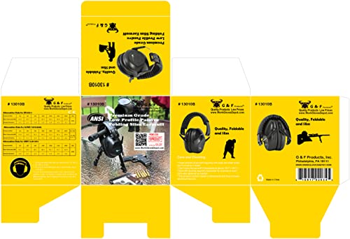Earmuffs hearing protection with low profile passive folding design 26dB NRR and reduces up to 125dB, black