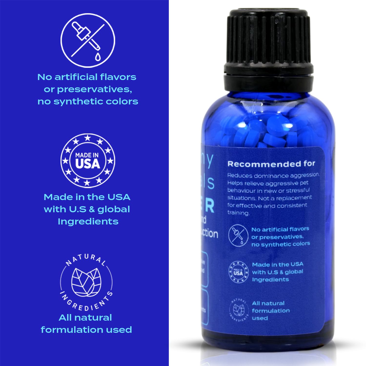 Healthy Animals 4Ever All-Natural Dog Calming Tablets for Stress and Aggressive Behavior - Help Reduce Dog Aggression/Frustration & Promote Relaxation - Homeopathic & Highly Effective - 300 Tablets