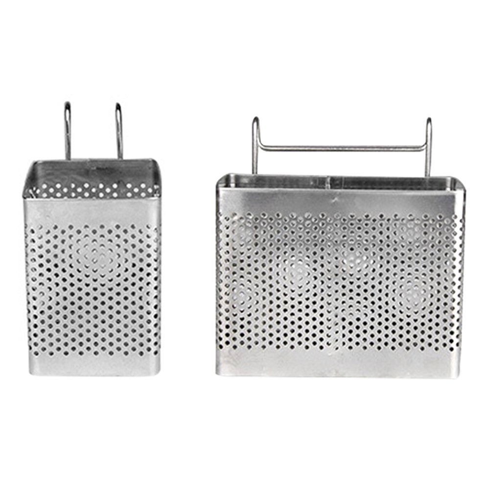 Cutlery Holder, Stainless Steel Drying with Hooks Square Storage Stand Holder for Spoon Case Organizerzer Sink Basket, Kitchen Utensils Chopsticks fork Holder Drying Rack Basket (two Compartments)
