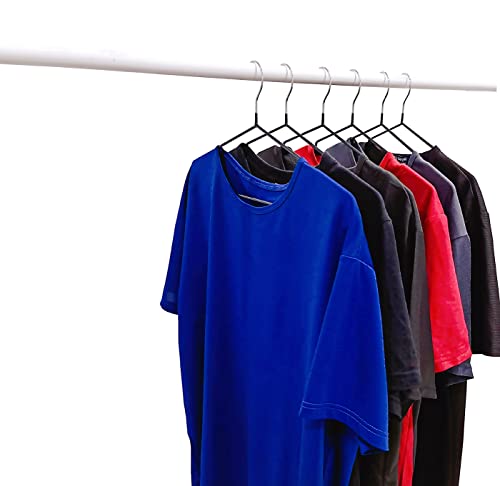 GXLQIJU Clothing Hangers Non-Slip Durable Metal Hanger with Rubber Coating Space-Saving Slim Standard Clothes Hangers for Shirt Skirt Coat (Black, 32pack)