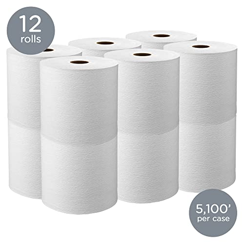 Kleenex Hard Roll Paper Towels (01080) with Premium Absorbency Pockets, 1.5" Core, White, 425'/Roll, 12 Rolls/Case, 5,100'/Case